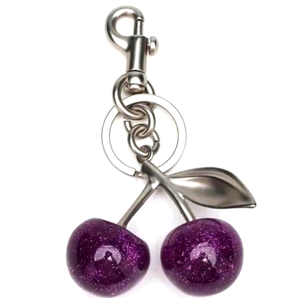 Accessories | Cherry Nwt Keychain Bag Charm Purple Glitter Cherries ...